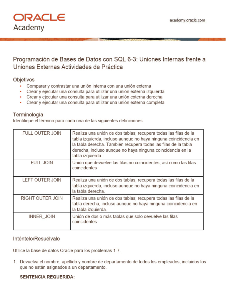 Oracle SQL DP - 6 - 3 - Practice | PDF | Gestión de tecnología de la información | Gestión de datos