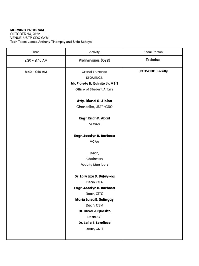Final Program Flow 10.14.22 | PDF