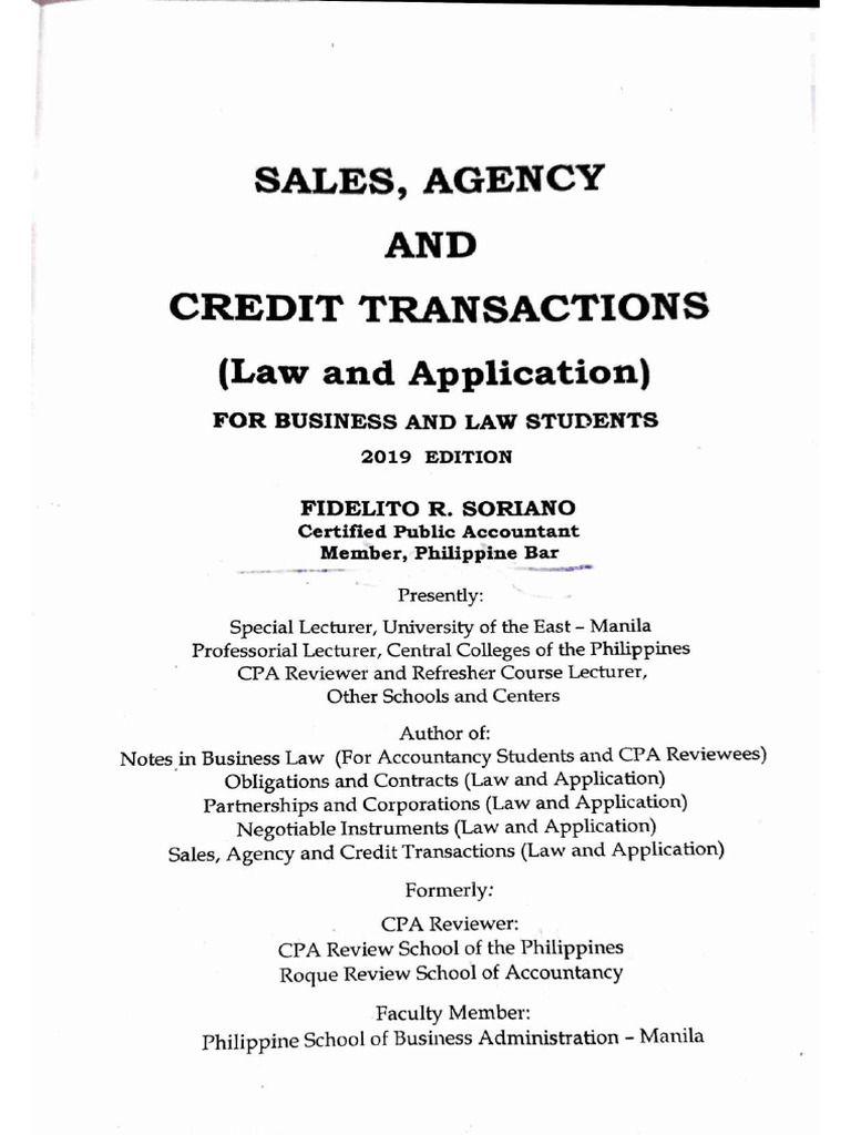 Smallest Version - Sales, Agency and Credit Transactions by Soriano ...
