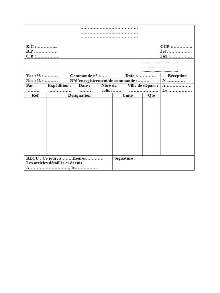 Bon de Réception | PDF