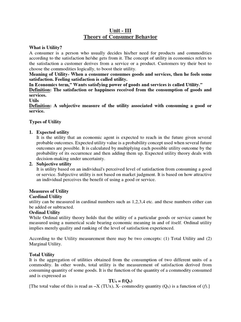 Consumer Behaviour | PDF | Utility | Marginal Utility