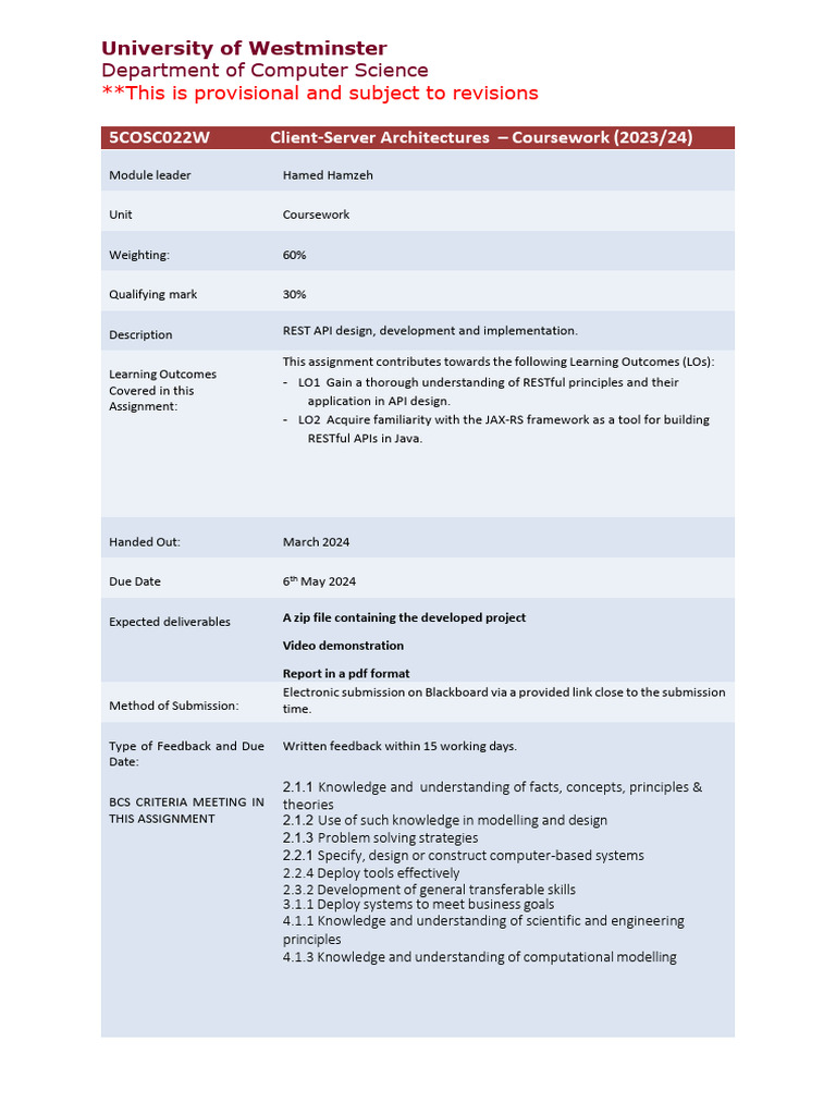 Coursework Client Server Architectures | PDF | Class (Computer ... Coursework Client Server Architectures | PDF | Class (Computer ...