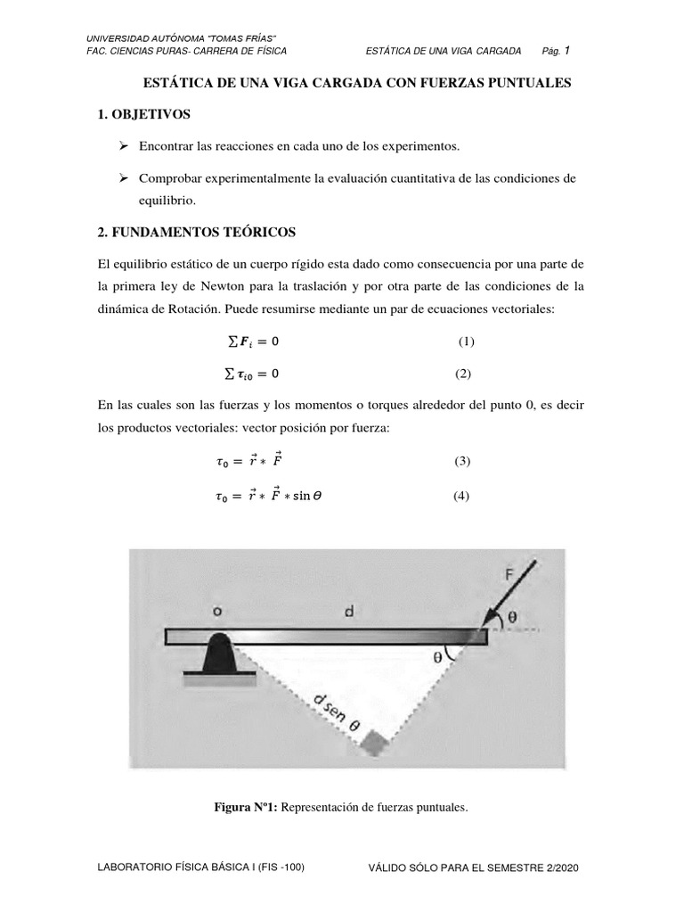 05 - Estatica de Una Viga Cargada Con Fuerzas Puntuales-2020 | PDF | Fuerza | Vector Euclidiano