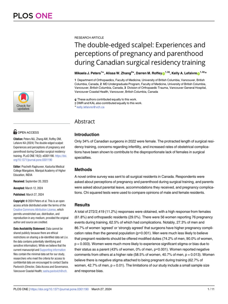 The Double-Edged Scalpel: Experiences and Perceptions of Pregnancy and ...