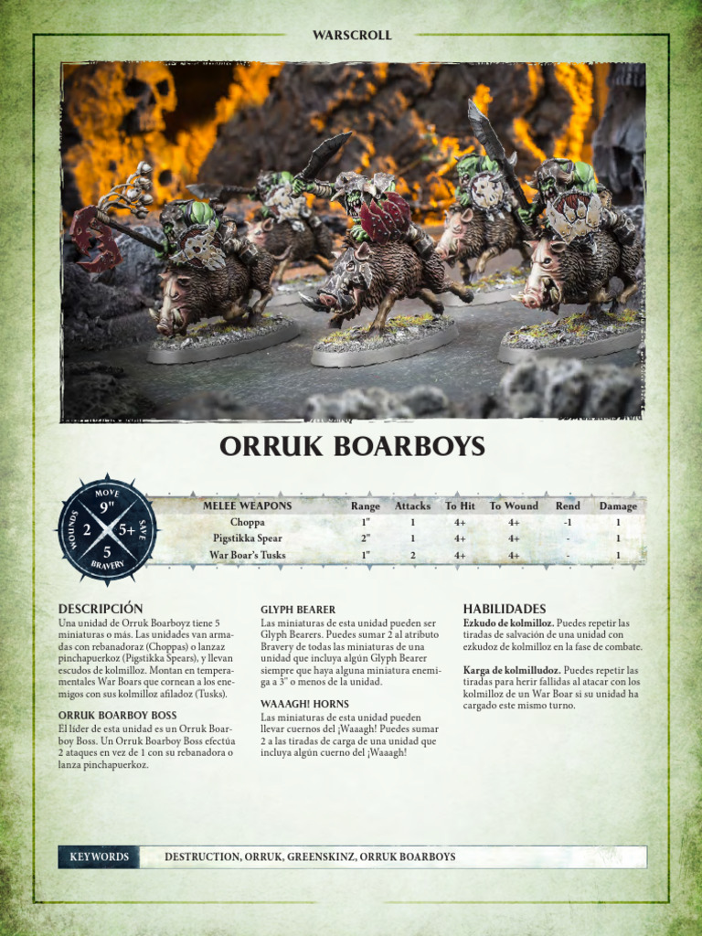 Aos Warscroll Orruk Boarboys Es | PDF