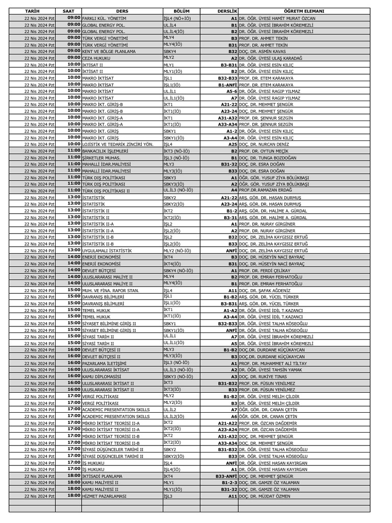 2023 2024 Bahar Vize Sınav İlan | PDF