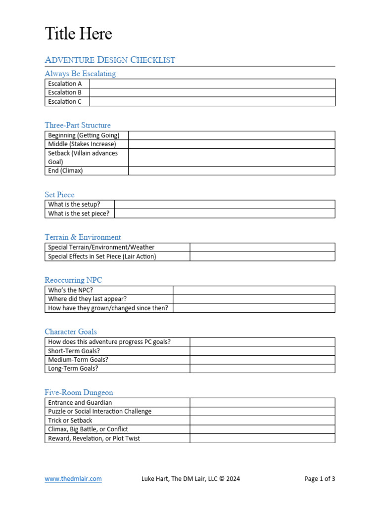 Adventure Template - The DM Lair | PDF | Tabletop Games | Gaming