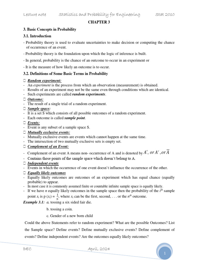 Chapter 3 | Download Free PDF | Probability | Probability Theory