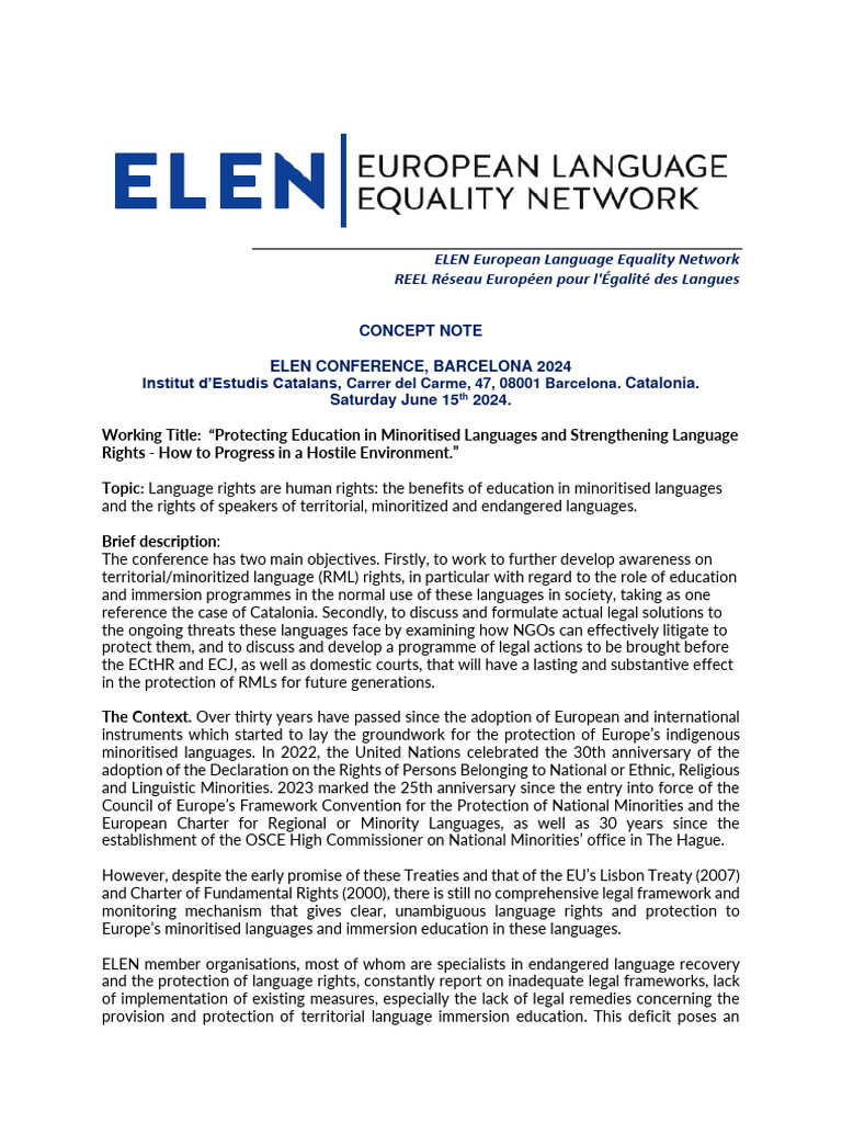 ELEN Barcelona 2024 Conference | PDF | European Union | Human Rights