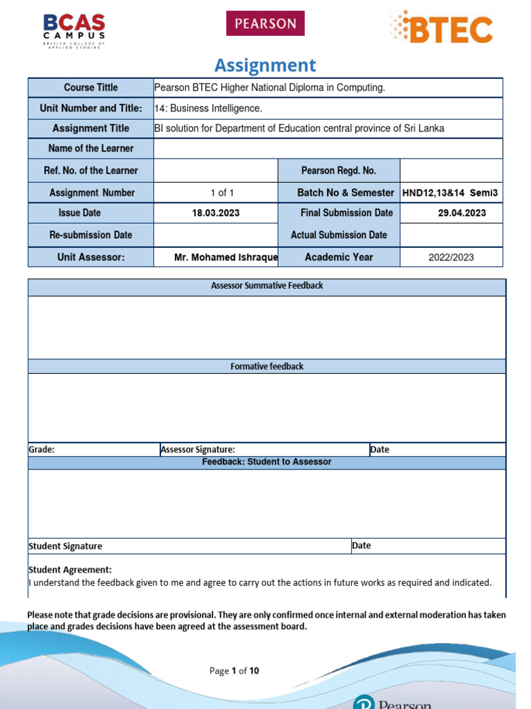 BI Solution for Sri Lanka Education Department | PDF | Business ...