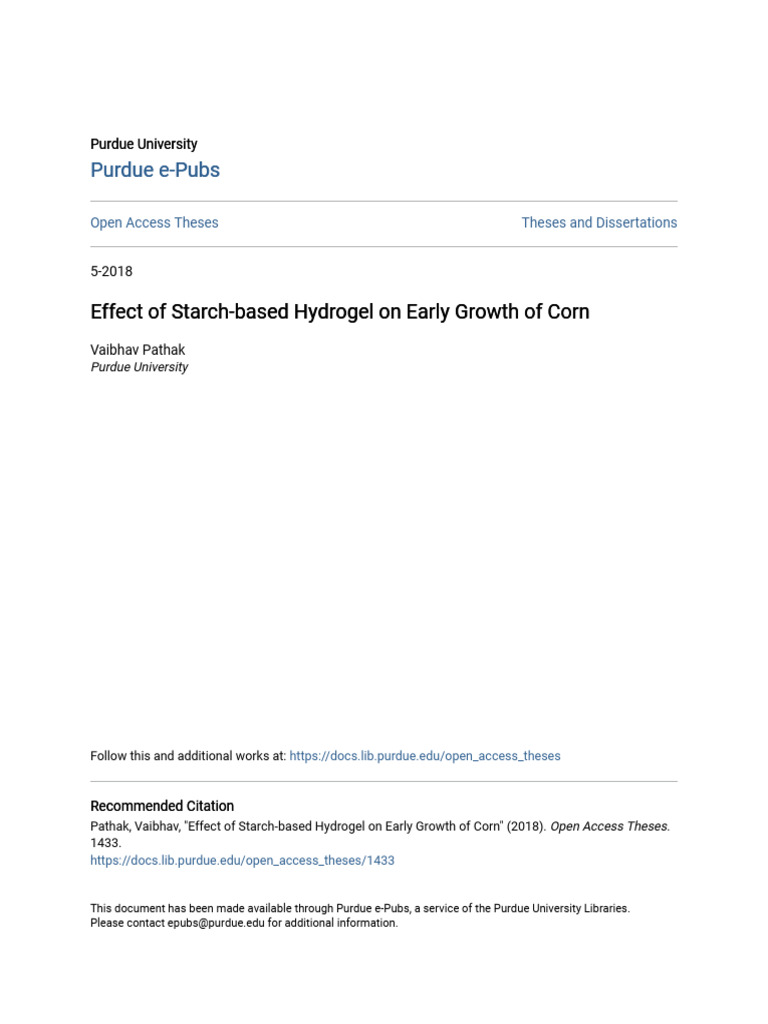Effect of Starch-Based Hydrogel On Early Growth of Corn | PDF | Gel ...