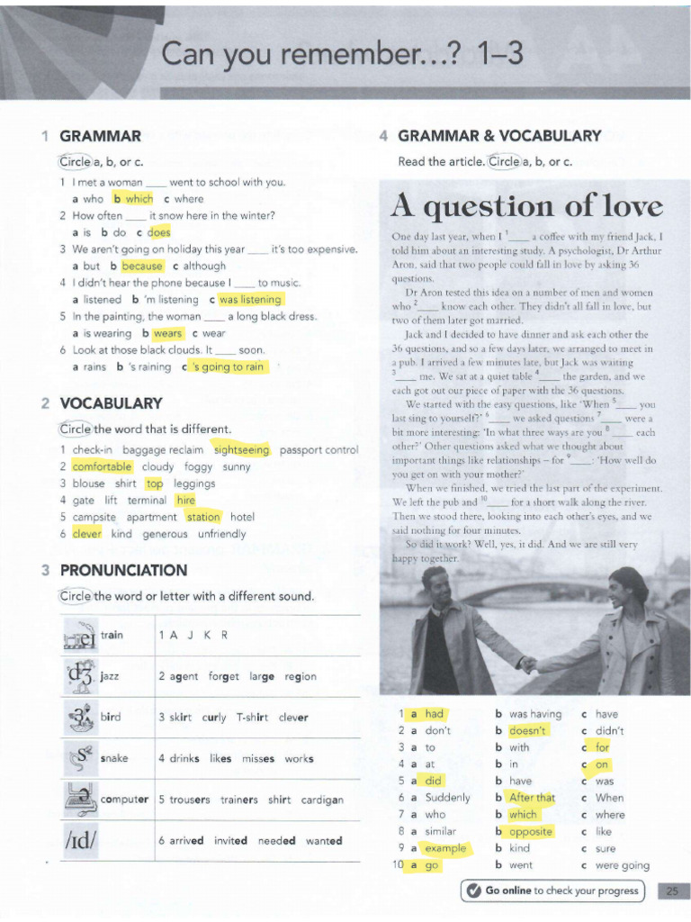 HomeWork MM page 25 OXFORD English File Pre Intermediate Workbook | PDF