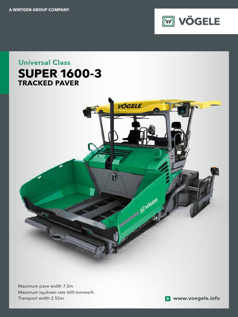 VÖGELE SUPER 1600-3 Paver Overview | PDF | Engines | Diesel Engine