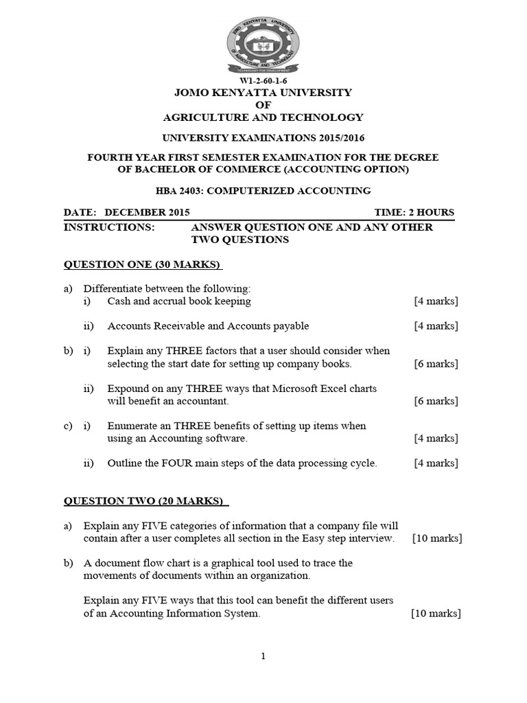 Computerized Accounting Exam Guide | PDF | Bookkeeping | Computing