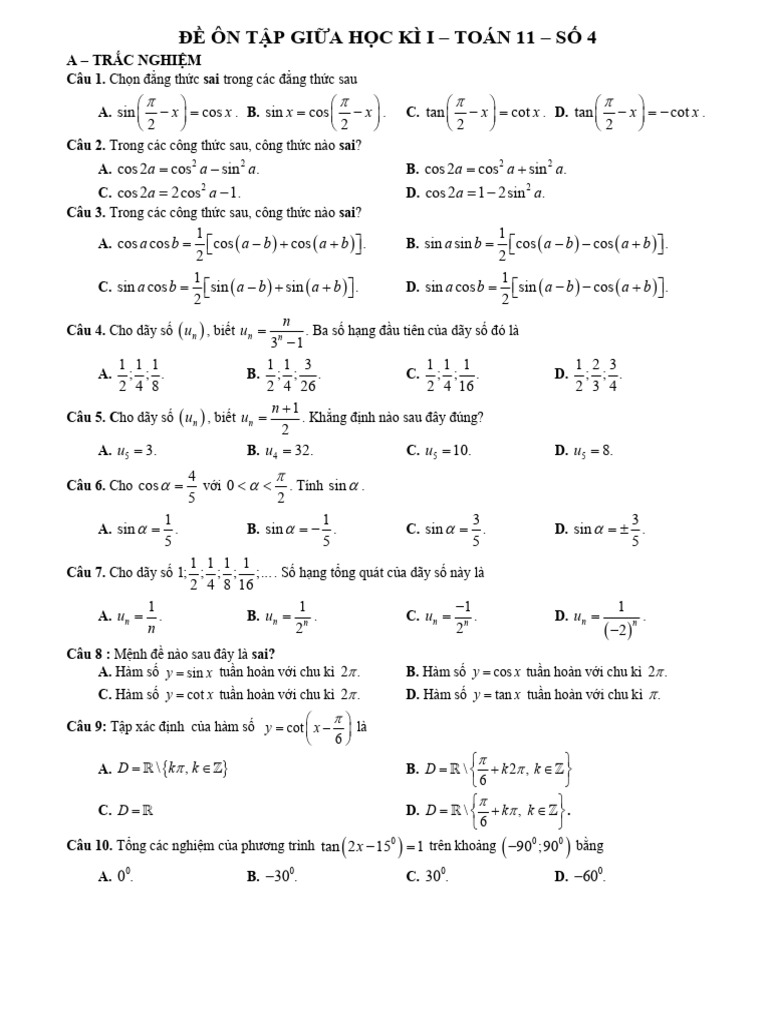 ĐỀ ÔN K11 - SỐ 4 | PDF