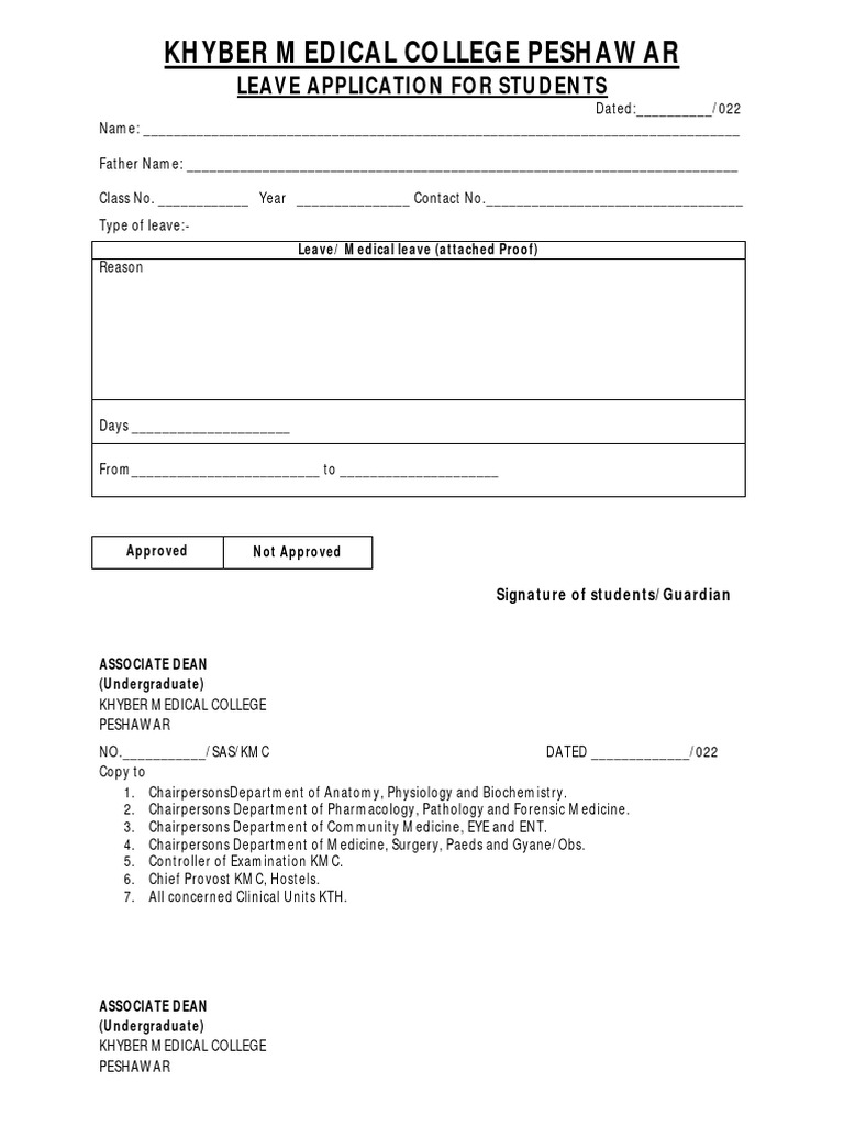 KMC Student Leave Application Form | PDF