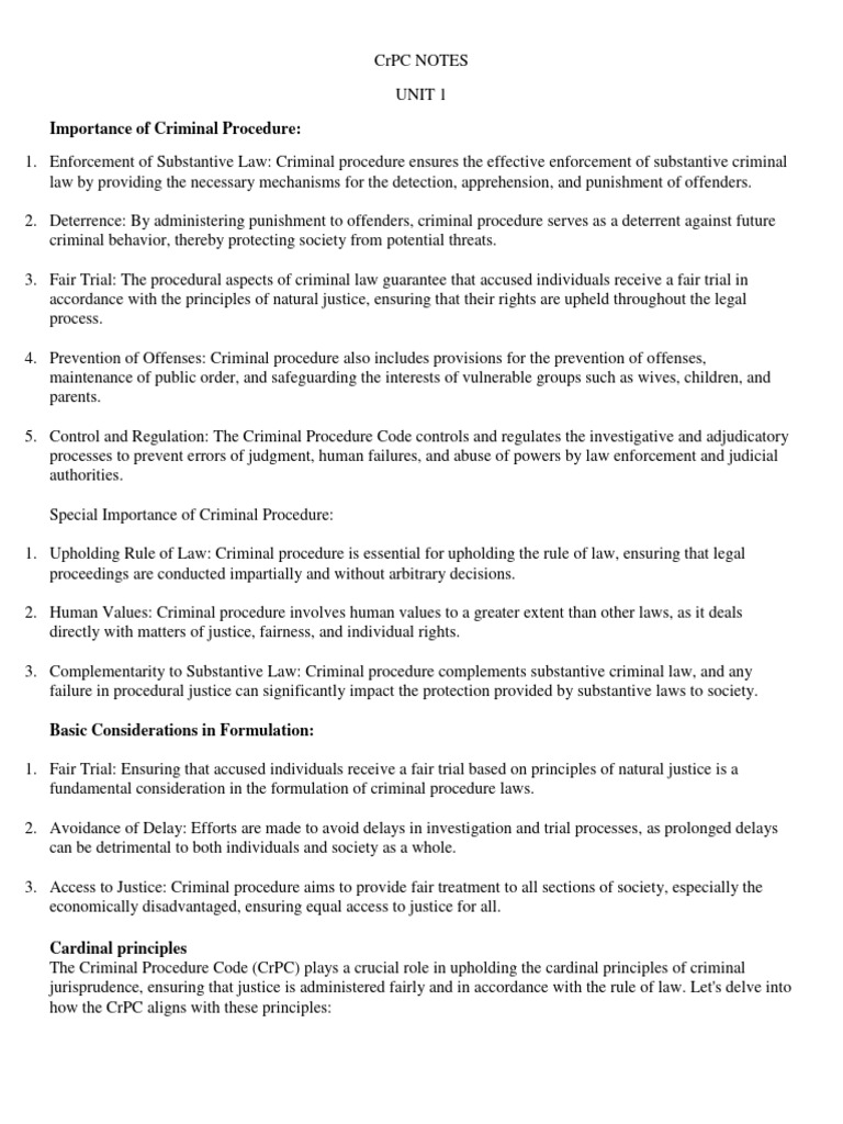 CRPC NOTES | PDF | Bail | Right To A Fair Trial