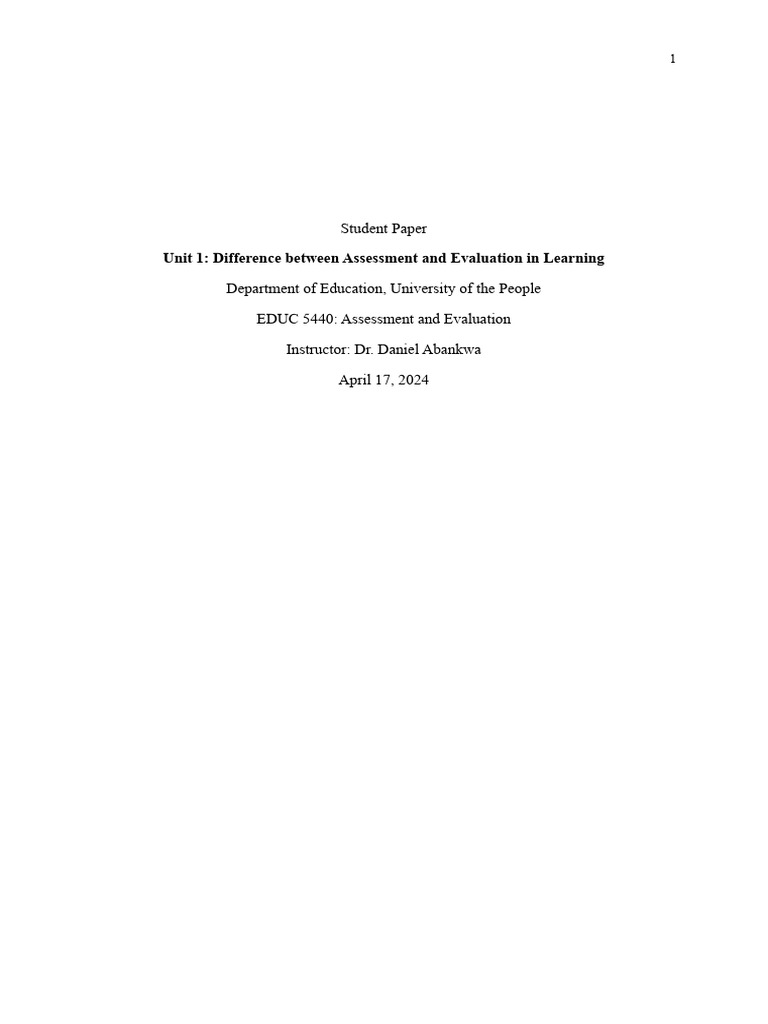 EDUC 5440 Writing Assignment 1 | PDF | Educational Assessment | Learning