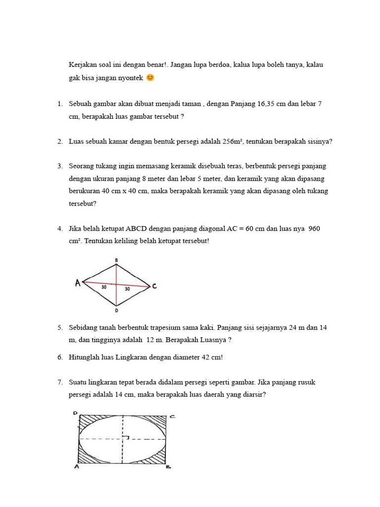 SOAL MATEMATIKA Bangun Datar | PDF | Griya & Taman | Seni