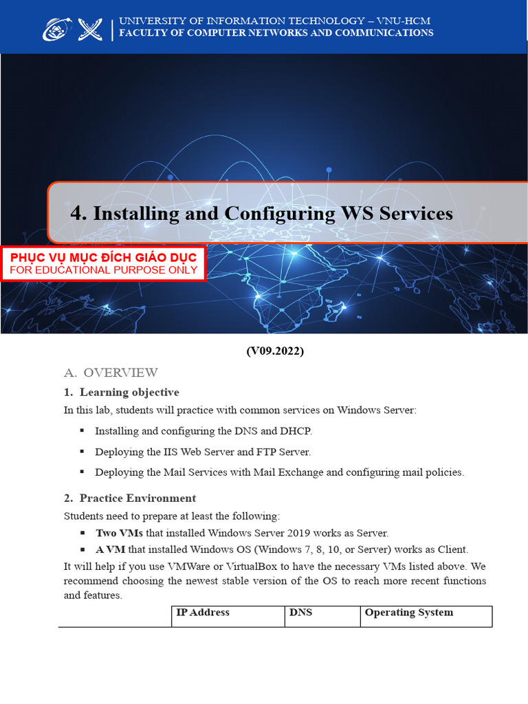 Lab 04 - Installing and Configuring WS Services | PDF | Ip Address | Domain Name System