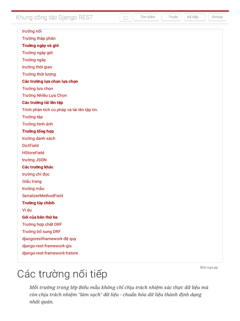 Các trường nối tiếp - Khung Django | PDF