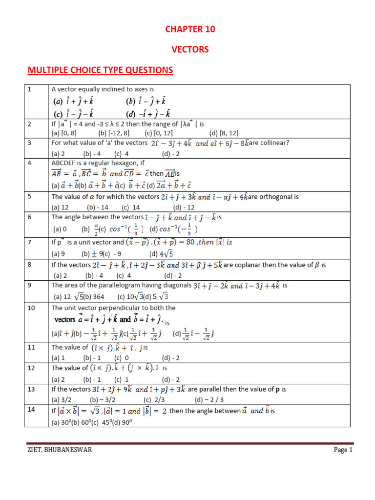 VEC MCQ | PDF | Euclidean Vector | Norm (Mathematics)