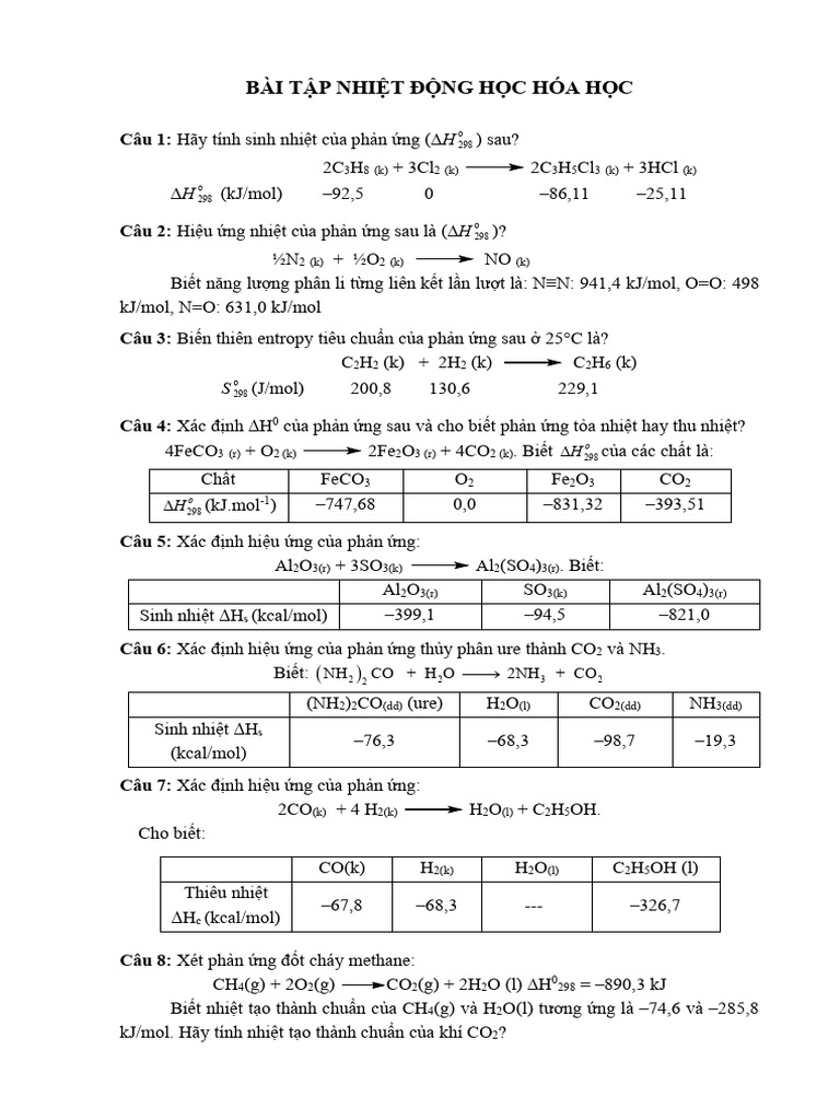 Bai Tap Nhiet Dong Va Dong Hoc (C5, C6) | PDF