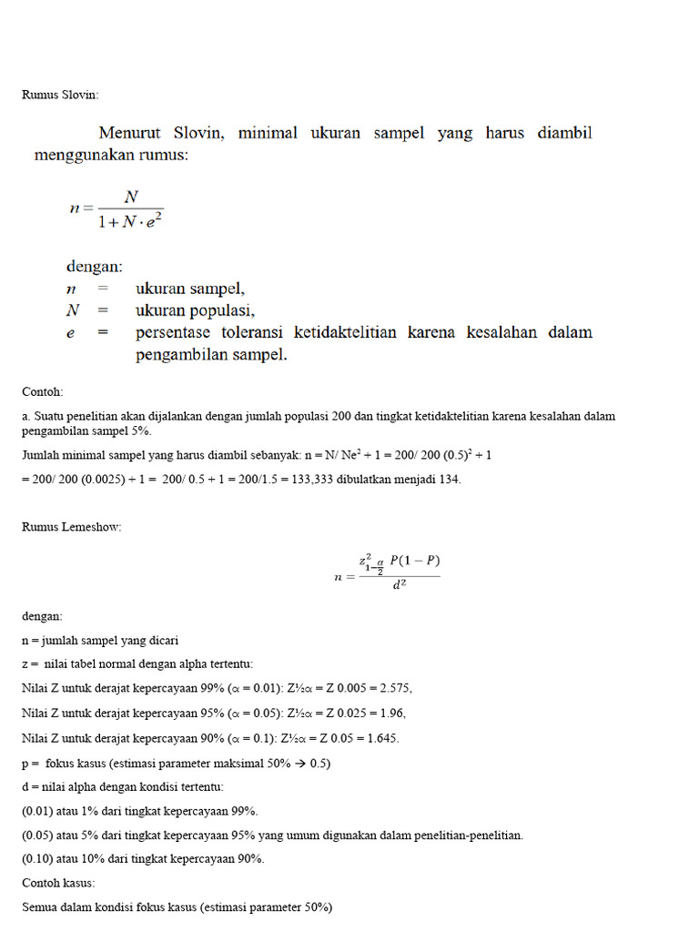 Rumus dan Contoh Hitung Sampel | PDF