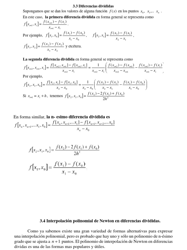 Lesson7 Interpolacion Newton | PDF | Ecuaciones | Álgebra