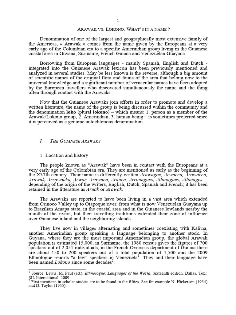 Arawak vs. Lokono | Download Free PDF | Guyana | Indigenous Peoples Of ...