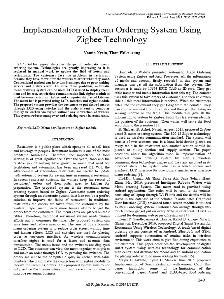 Implementation of Menu Ordering System U | PDF | Computer Network | Menu