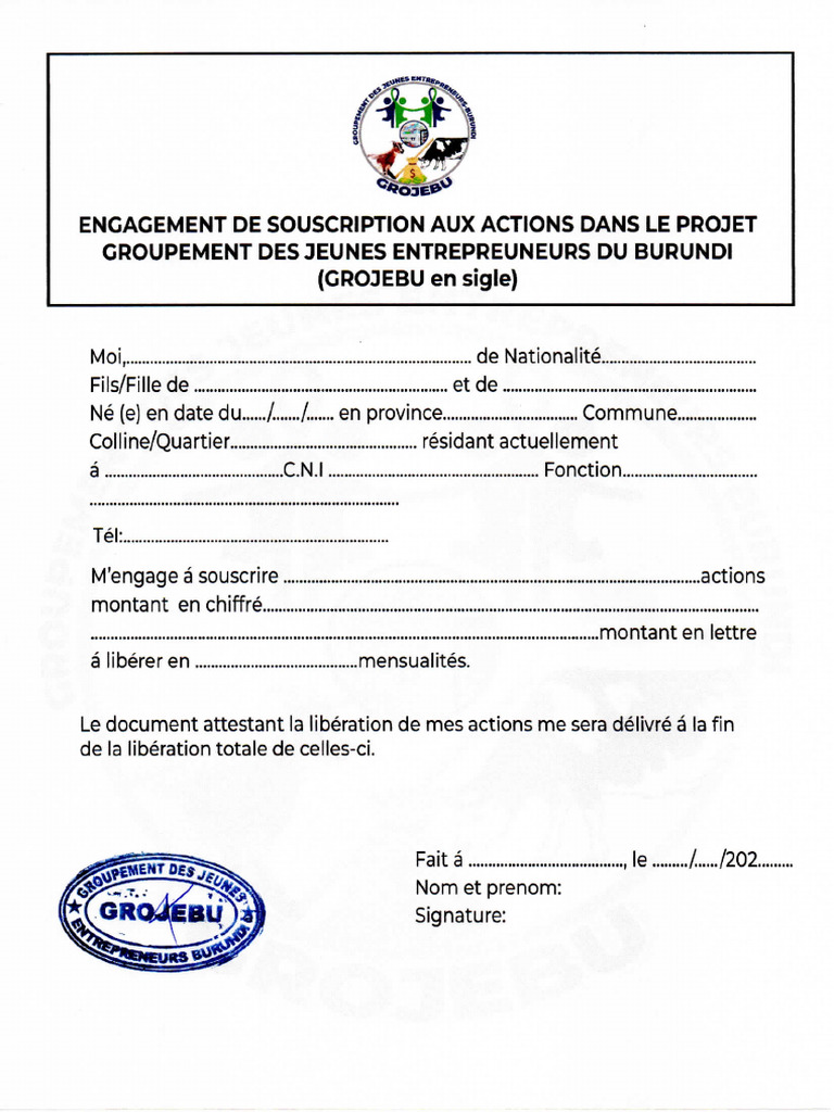 Fiche D'engagement Signe | PDF