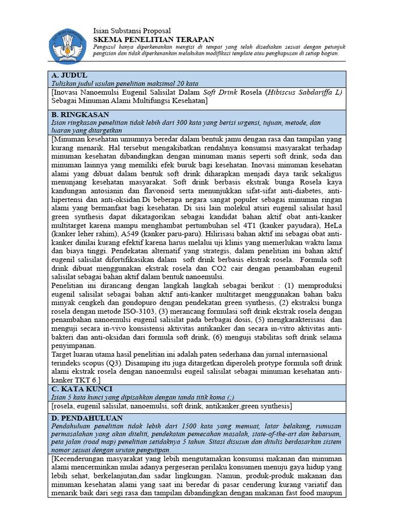 Isian Substansi Proposal Penelitian Terapan 150324 | PDF
