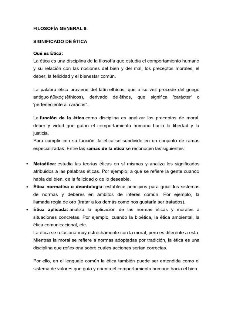 Filosofã - A General Tema 9. Ã - Tica | PDF | Moralidad | Judicaturas