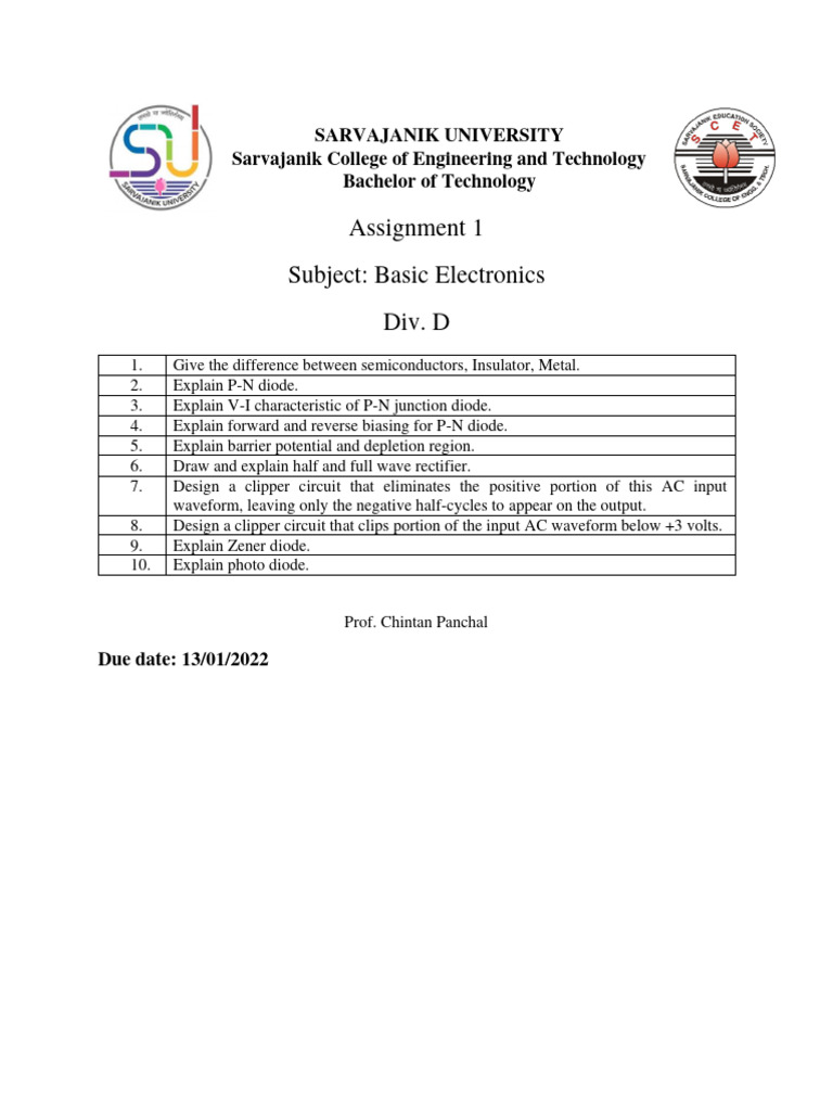 Assignment 1 diode | PDF