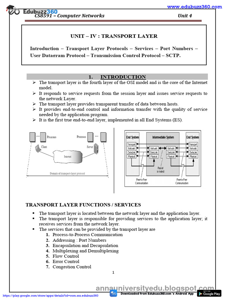 Transport Layer Protocols Overview | PDF | Transmission Control ...