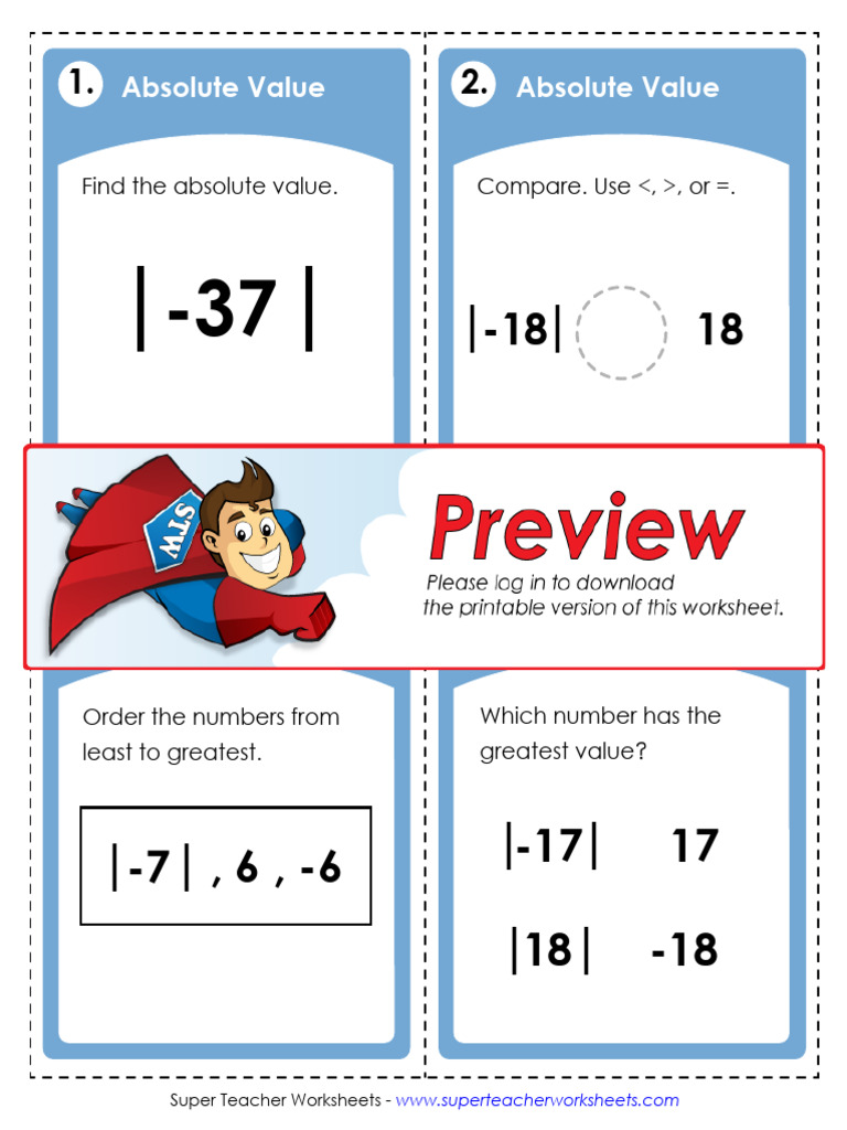 task-cards-absolute-value | PDF | Classroom | Worksheet