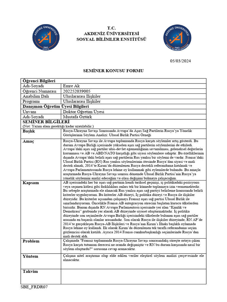 Seminer Formu | PDF