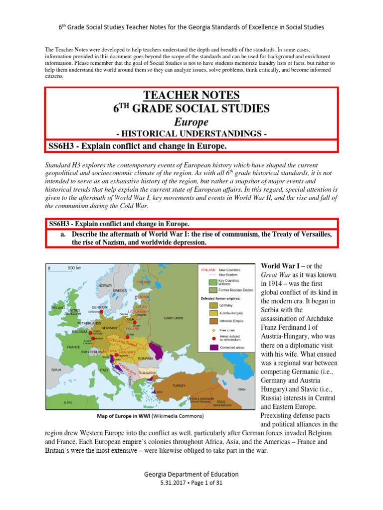Social Studies 6th Grade Europe Teacher Notes | PDF | Chernobyl ...