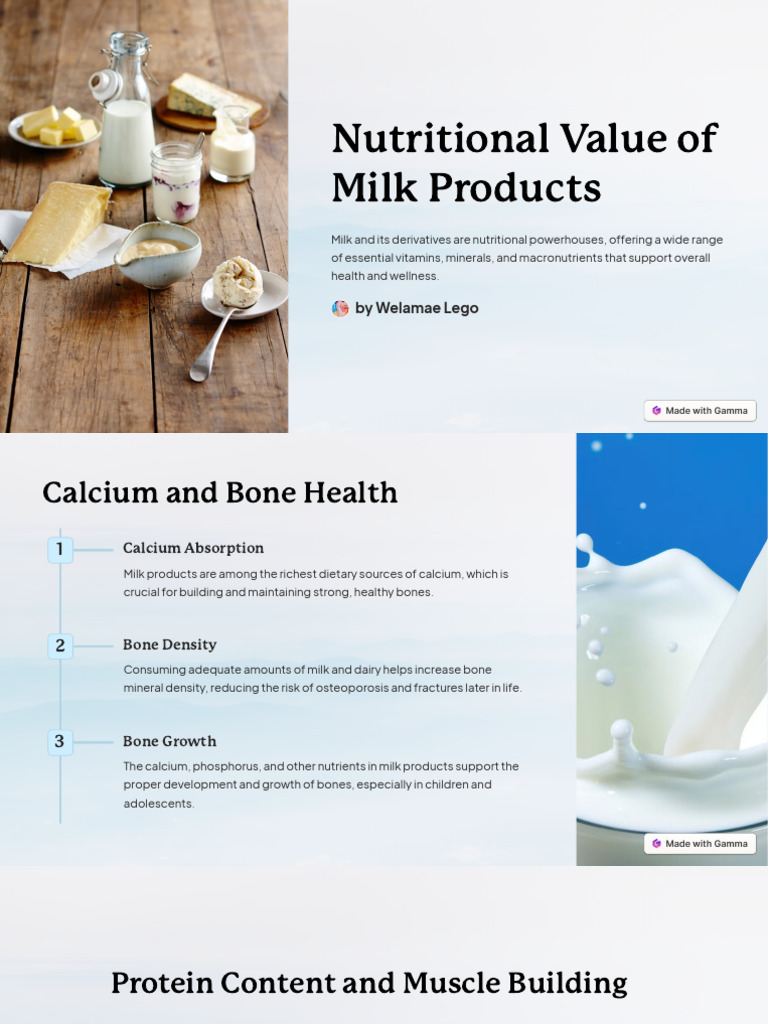 Nutritional Value of Milk Products | PDF | Dairy Products | Milk