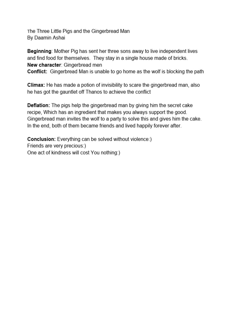 The Three Little Pigs and The Gingerbread Man | PDF | Cakes