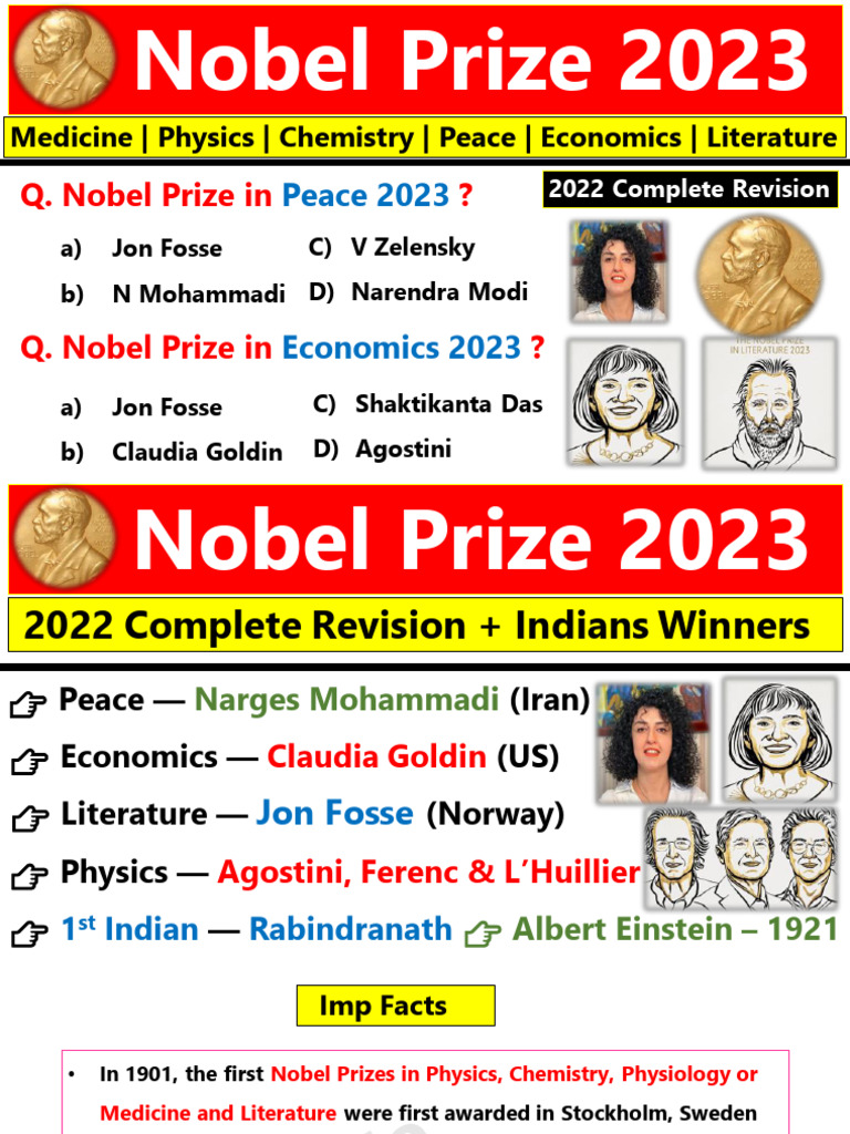 Nobel Prize 2023 GK | PDF | Nobel Prize | Photoelectric Effect