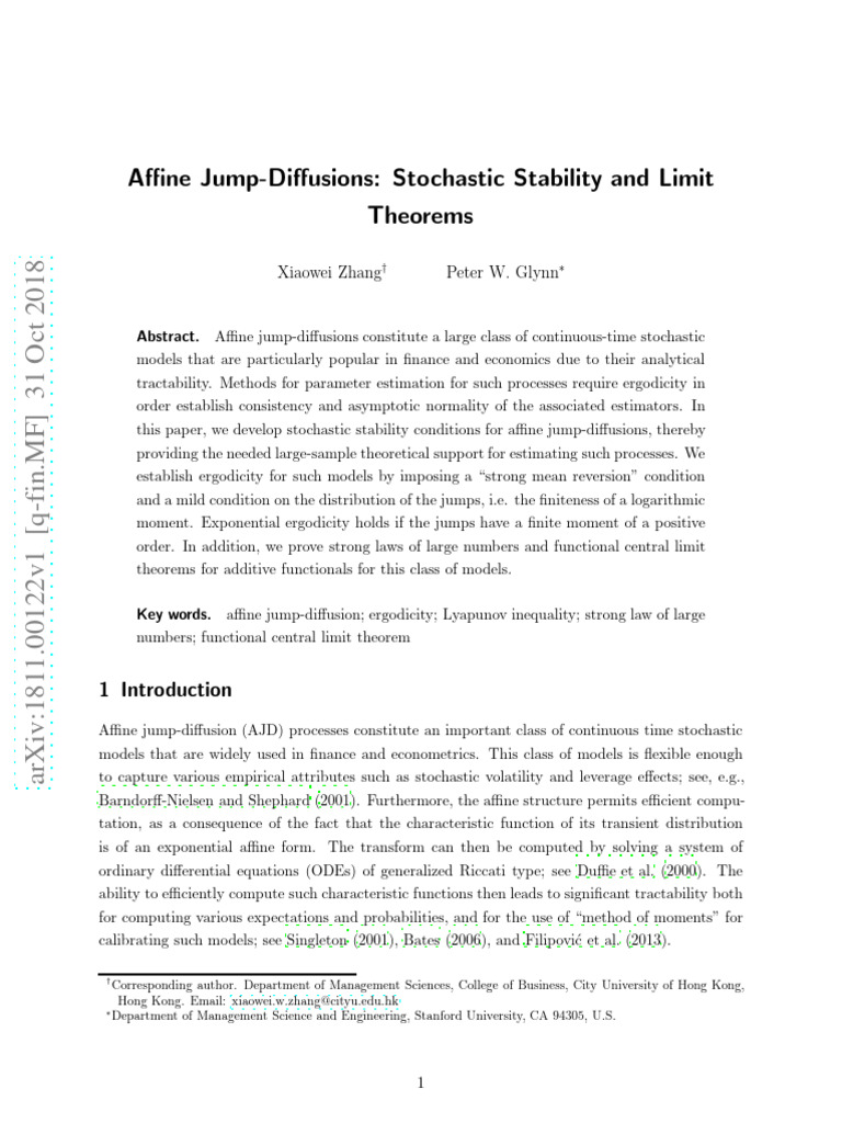 Zhang_Glynn_AJD | PDF | Markov Chain | Stochastic Differential Equation