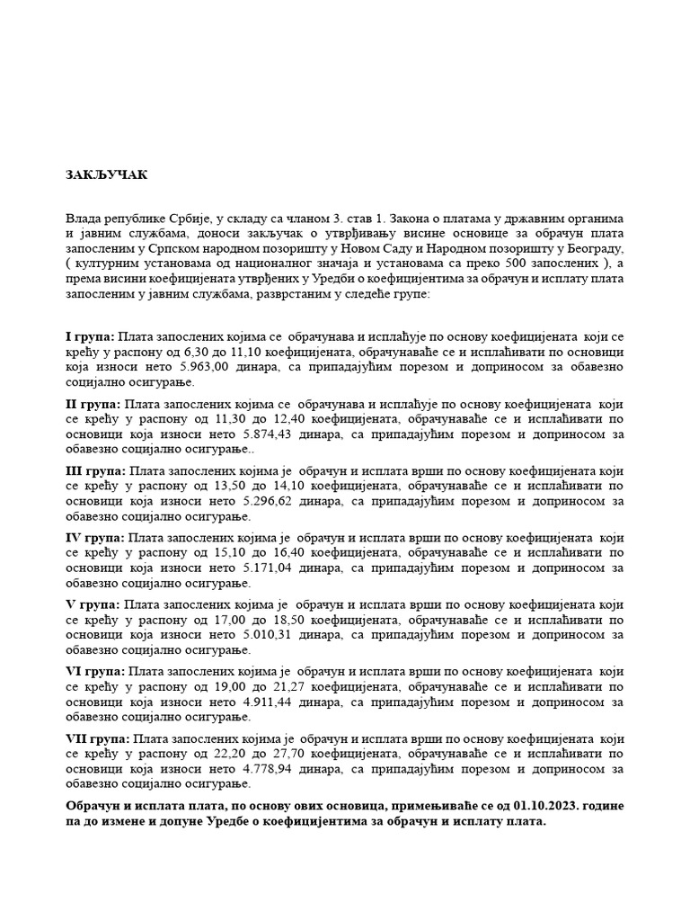 Materijalni Polozaj 2023 Zaključak | PDF