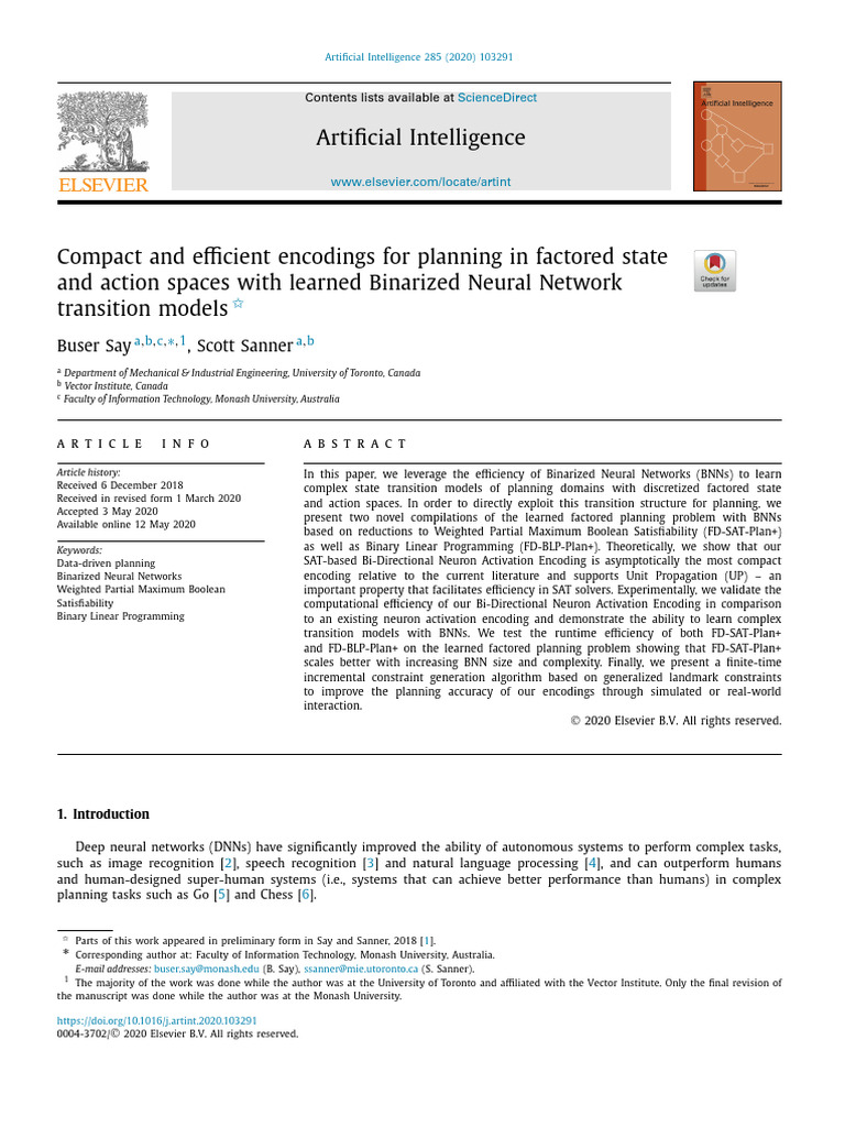 Compact and Efficient Encodings For Planning in Factored Sta - 2020 - Artificial | PDF ...