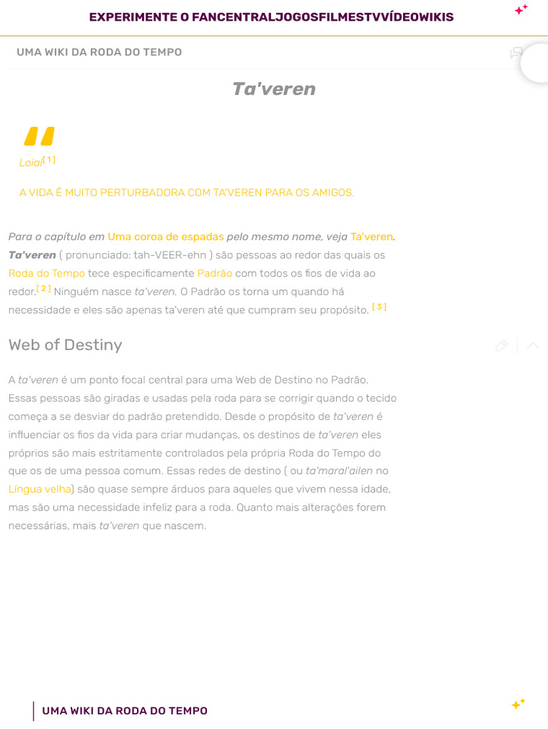 Ta'veren - A Wheel of Time Wiki - Fandom | PDF | Tempo | Wiki