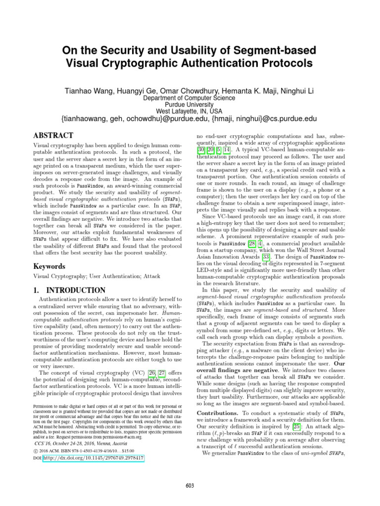 On The Security and Usability of Segment-Based Visual Cryptographic Authentication Protocols ...