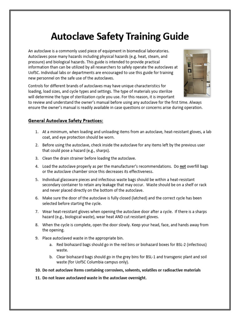Autoclave Safety Guide | Download Free PDF | Sterilization ...
