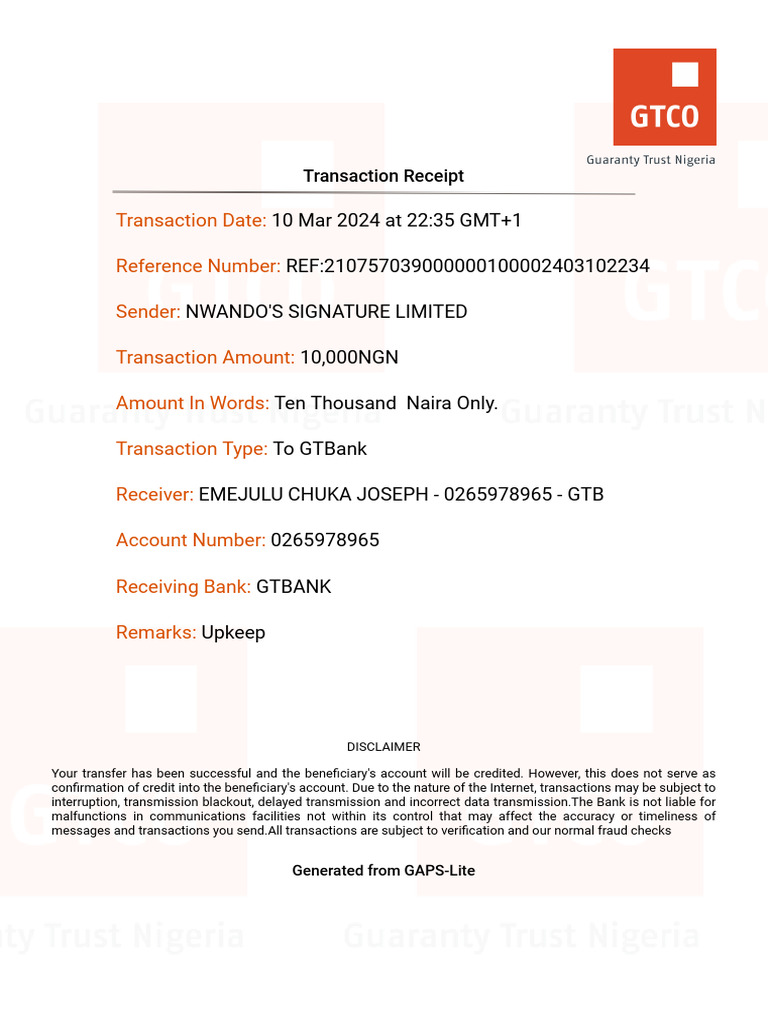 GAPS-Lite - Transaction Receipt | PDF