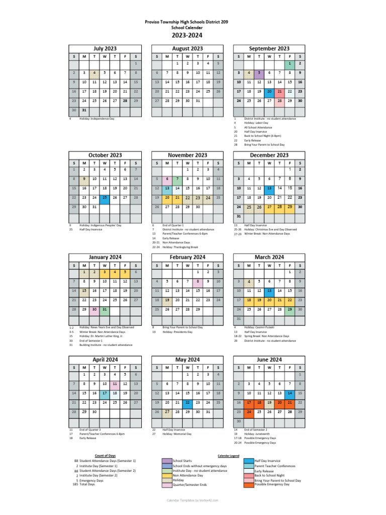 PTHS 209 SY23-24 Calendar - FINAL | PDF | Academic Term | Organized Events